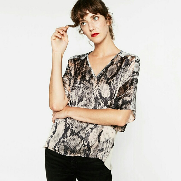 Zara | Tops | Zara Snake Print Blouse | Poshmark